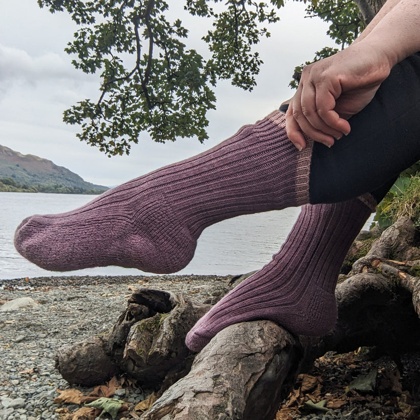 British Wool Socks - Lilac and Pale Pink – Warmcor